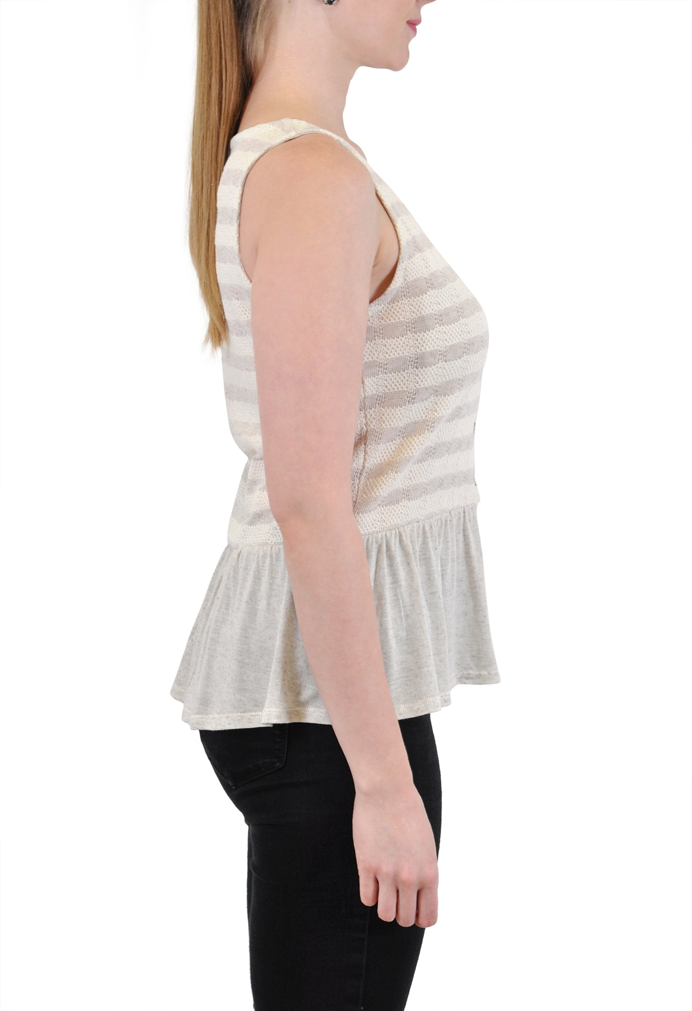 PEPLUM TANK WITH FRONT BUTTONS